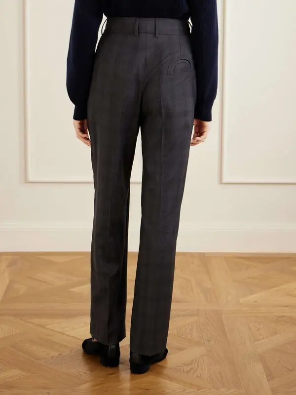 BLAZÉ MILANO Fox Checked Wool Straight-leg Pants