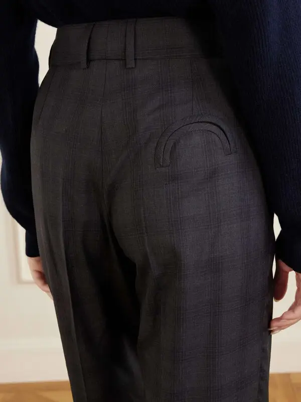 BLAZÉ MILANO Fox Checked Wool Straight-leg Pants