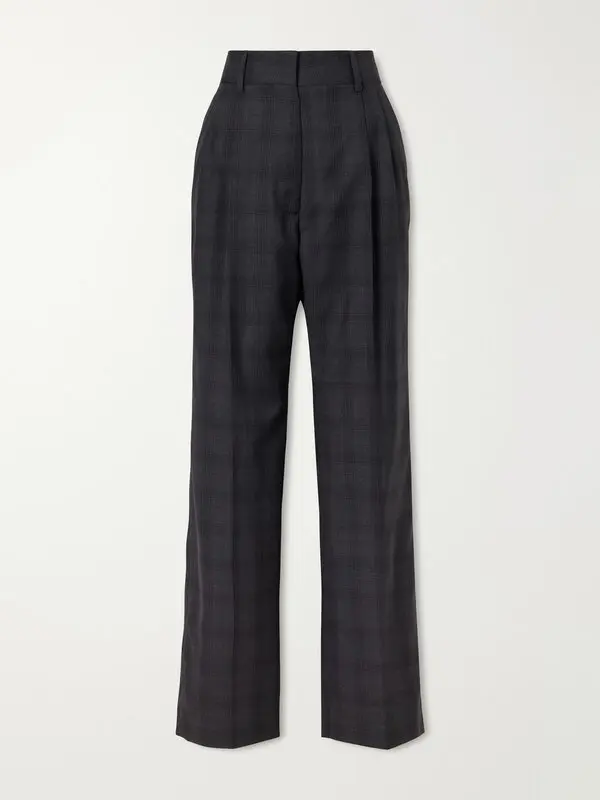 BLAZÉ MILANO Fox Checked Wool Straight-leg Pants