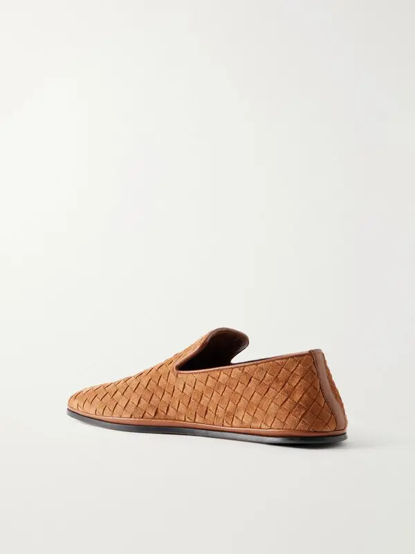 Bottega Veneta Palazzo Intrecciato Suede Loafers - Brown