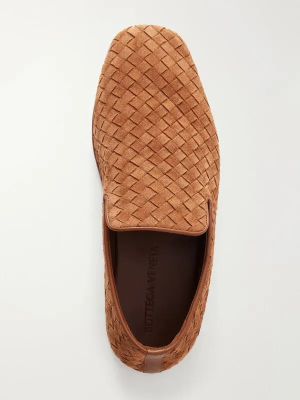 Bottega Veneta Palazzo Intrecciato Suede Loafers - Brown