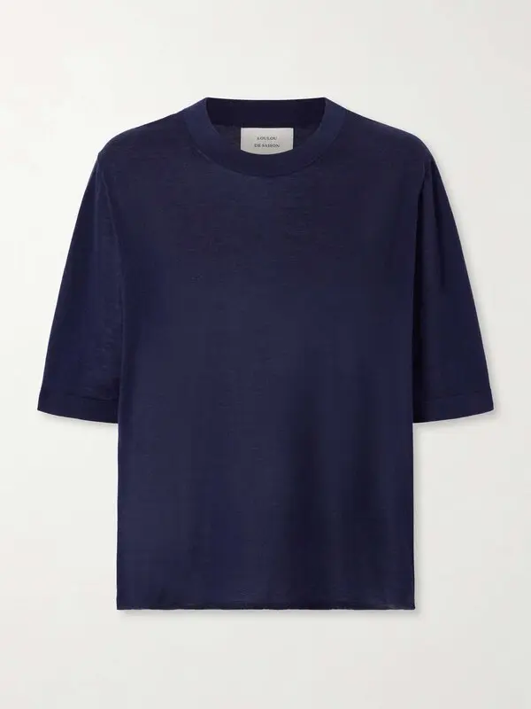 Loulou De Saison Mélange Cashmere T-shirt - Navy