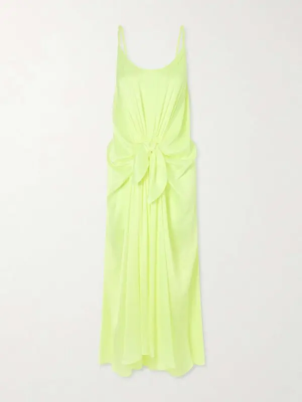 JW Anderson Tie-detailed Crinkled-silk Maxi Dress