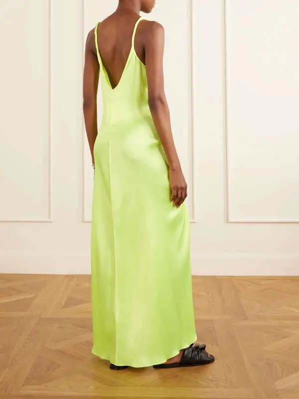 JW Anderson Tie-detailed Crinkled-silk Maxi Dress
