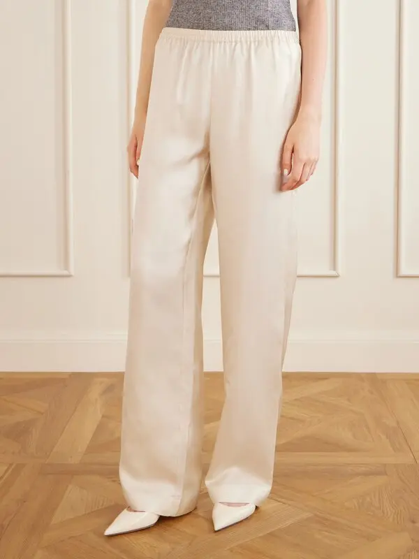 Loulou De Saison Alera Silk Wide-leg Pants - Neutrals