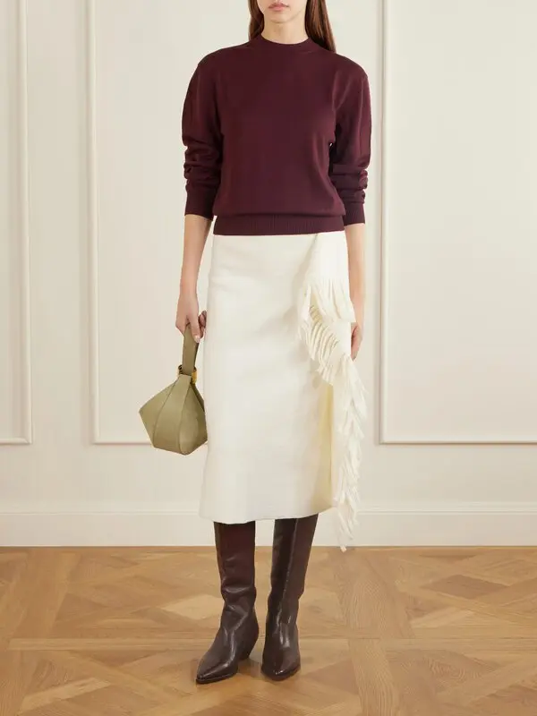 LANVIN Bow-detailed Wool-blend Cardigan