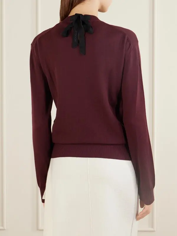 LANVIN Bow-detailed Wool-blend Cardigan