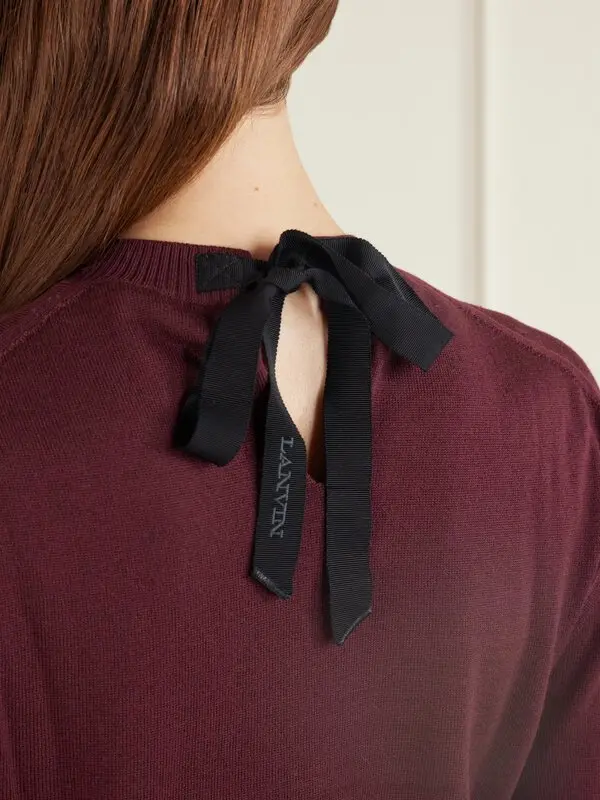 LANVIN Bow-detailed Wool-blend Cardigan