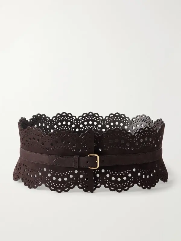 Alaïa Vienne Laser-cut Leather Waist Belt - Brown