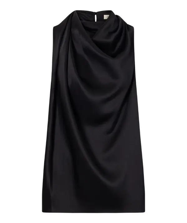 HEIRLOME Kate' Draped Silk Satin Top - Black