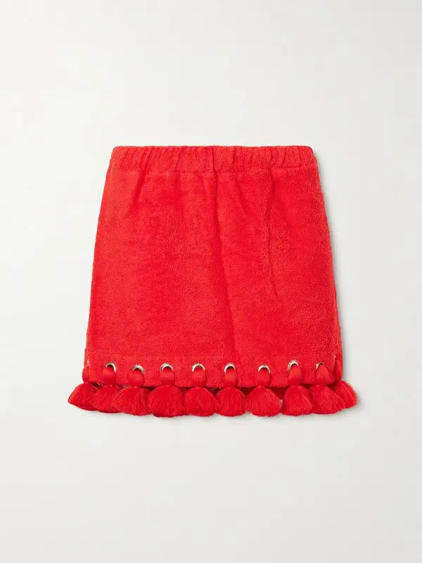 Cap D'antibes Cap D’antibes Georgia Embellished Organic Cotton-terry Mini Skirt