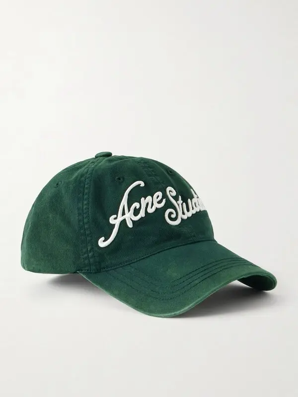 Acne Studios Logo-embroidered Cotton Twill Cap - Green