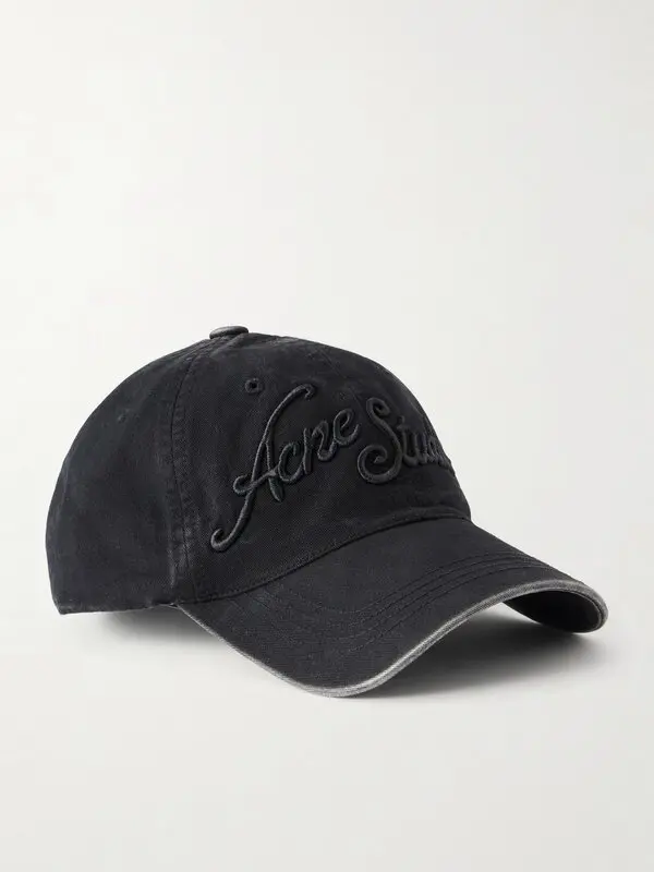 Acne Studios Logo-embroidered Cotton Twill Cap - Black