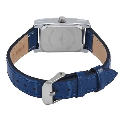 PEUGEOT Vintage Tank Remote Sweep Leather Watch- 20x35mm - Blue