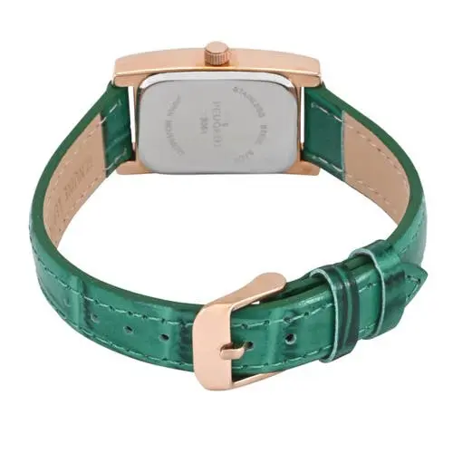 PEUGEOT Vintage Tank Remote Sweep Leather Watch - Green