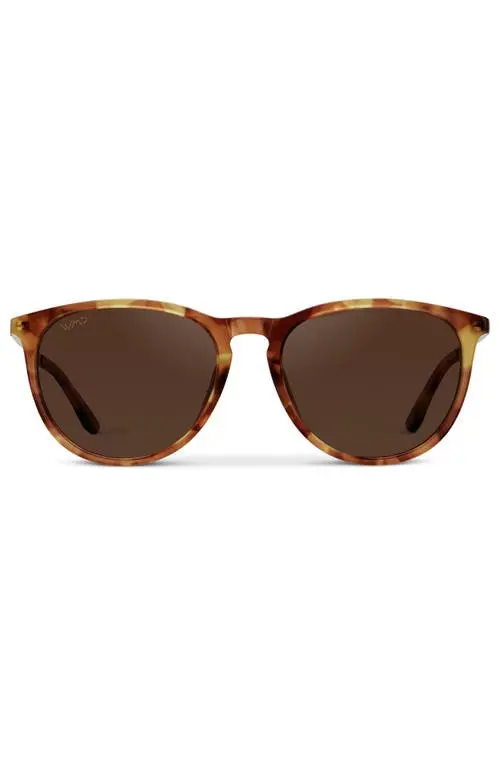 WMP EYEWEAR Drew 55mm Round Polarized Sunglasses - Maple Tortoise