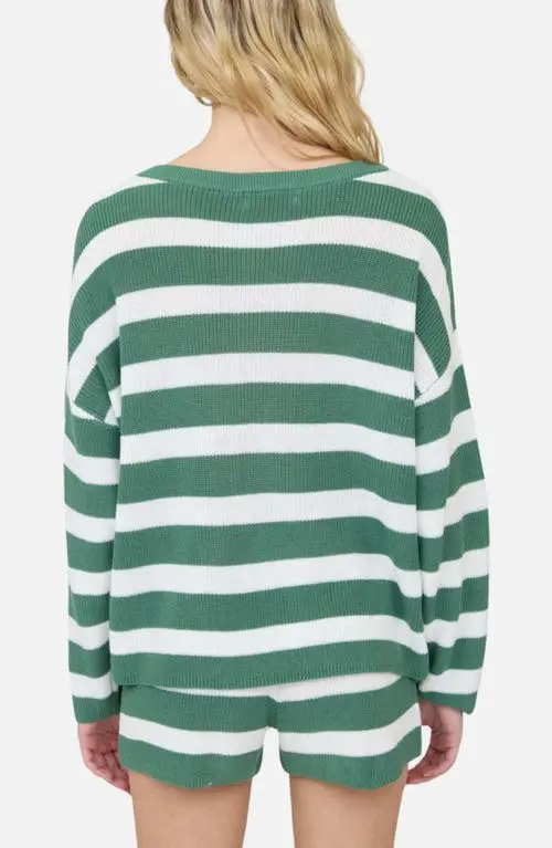 J.O.A. Striped Long Sleeve Knit Top & Shorts Set