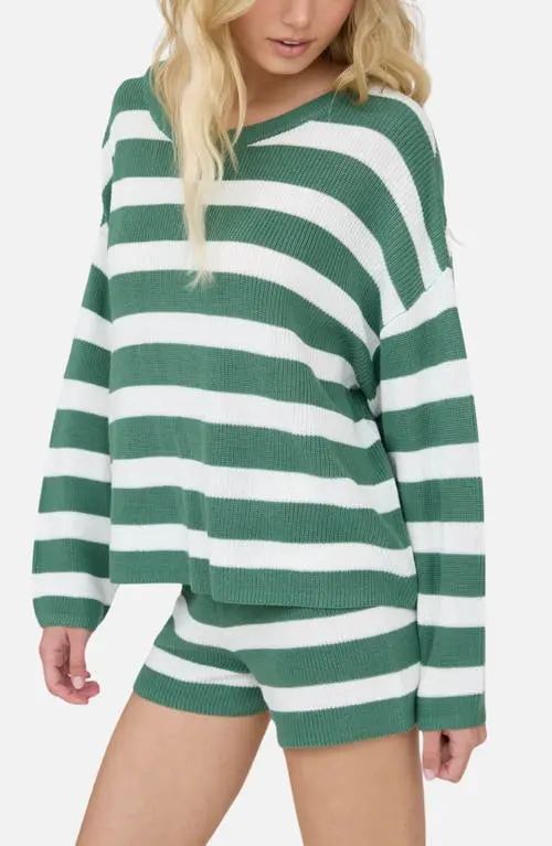 J.O.A. Striped Long Sleeve Knit Top & Shorts Set