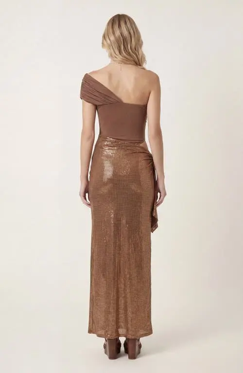 MODENAIRE One Shoulder Ruched Maxi Dress