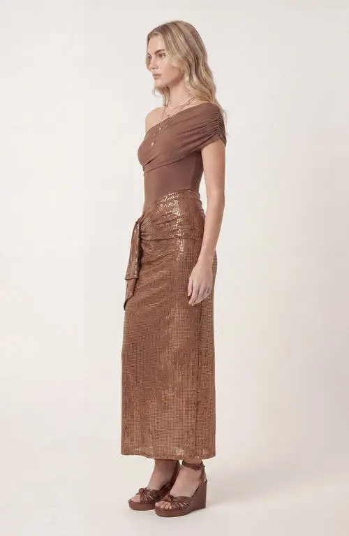 MODENAIRE One Shoulder Ruched Maxi Dress