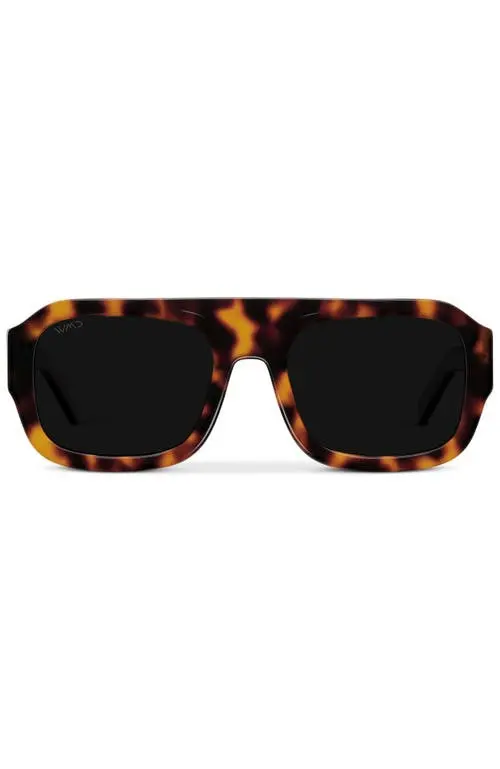 WMP EYEWEAR Harlee 54mm Rectangular Aviator Polarized Sunglasses - Brown Tortoise