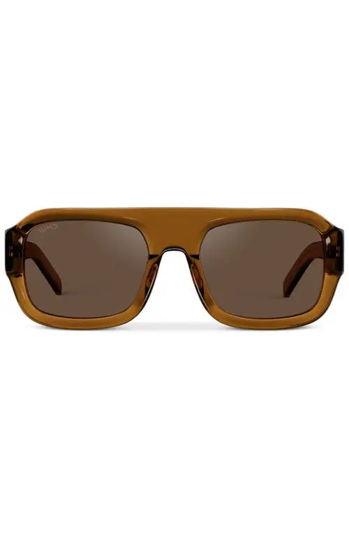 WMP EYEWEAR Harlee 54mm Rectangular Aviator Polarized Sunglasses - Caramel Brown