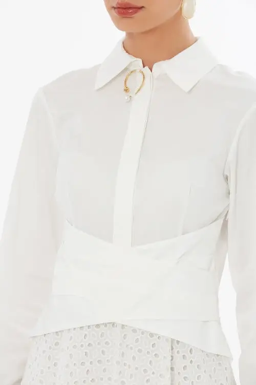 GIZIA Ecru Collared Maxi Dress