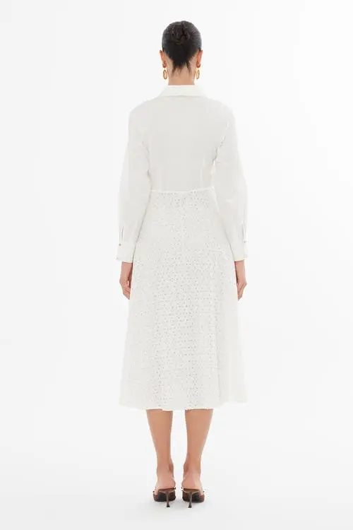 GIZIA Ecru Collared Maxi Dress