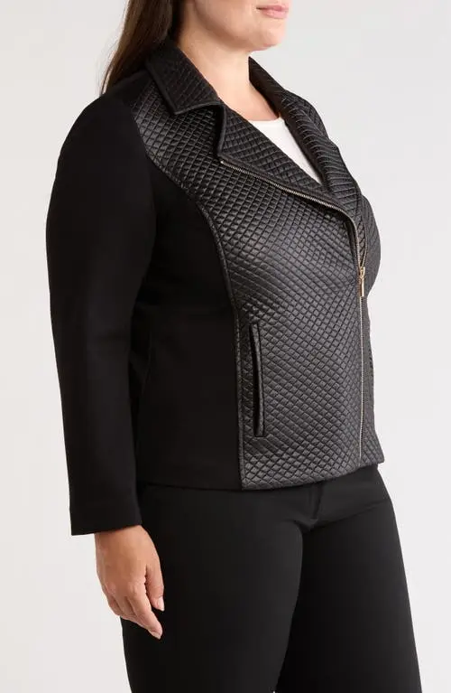 Anne Klein Asymmetrical Quilted Moto Jacket