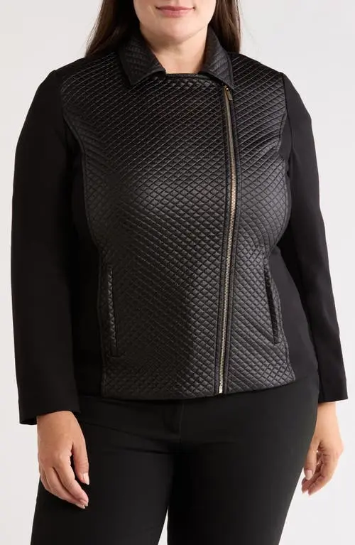 Anne Klein Asymmetrical Quilted Moto Jacket