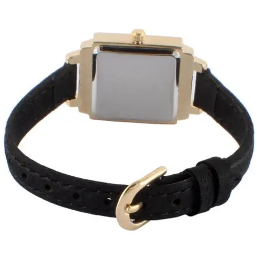 PEUGEOT Small Face Crystal Bezel Suede Watch- 22mm - Black