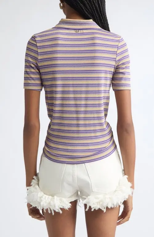 Rabanne Pierced Stripe Polo - Stripes Violet/red