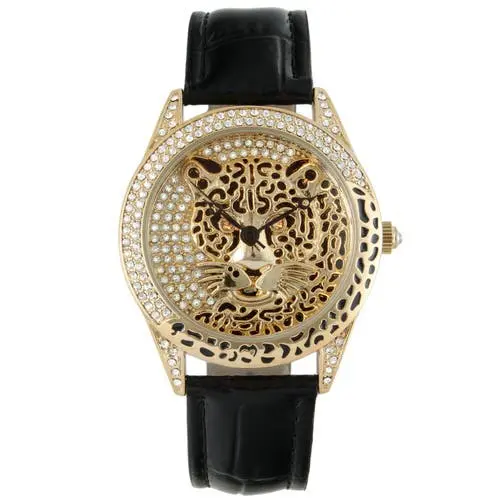 PEUGEOT Couture Leopard Crystal Watch 40mm - Gold