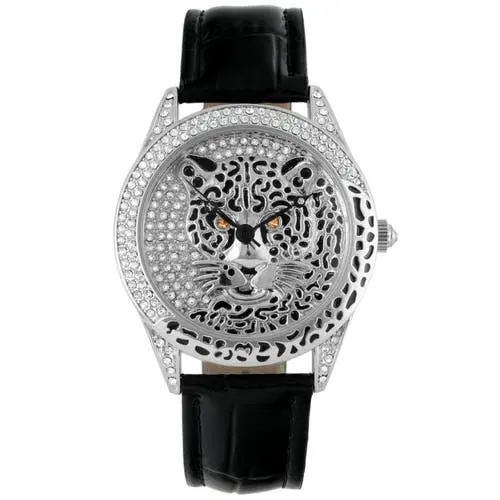 PEUGEOT Coutoure Leopard Leather Strap Watch- 40mm - Silver