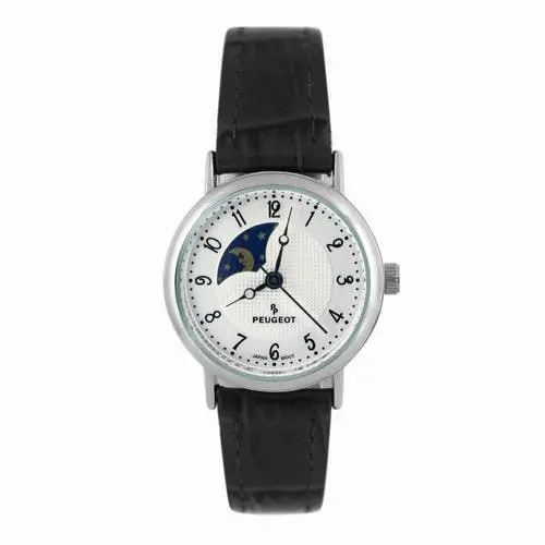 PEUGEOT Sun-moon Phase Leather Watch 26mm - Black