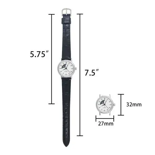 PEUGEOT Sun-moon Phase Leather Watch 26mm - Black