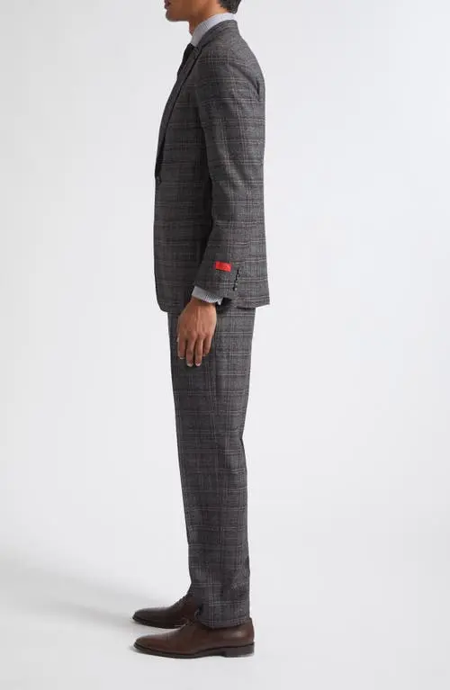 Isaia Brown & Grey Check Wool Suit