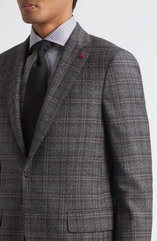 Isaia Brown & Grey Check Wool Suit