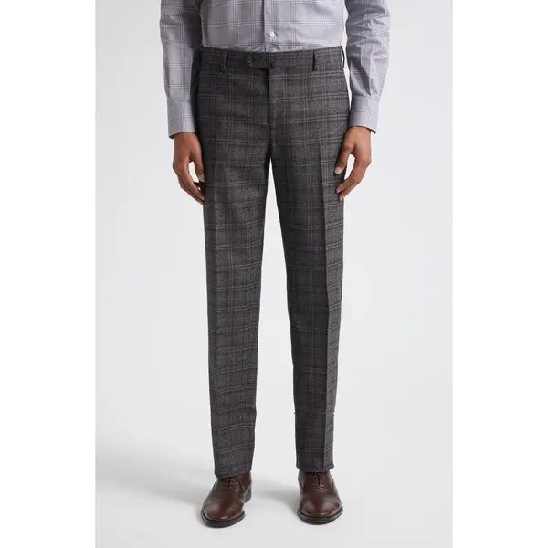 Isaia Brown & Grey Check Wool Suit - Grey 970