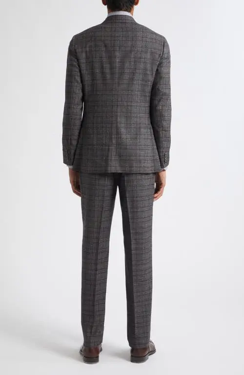 Isaia Brown & Grey Check Wool Suit