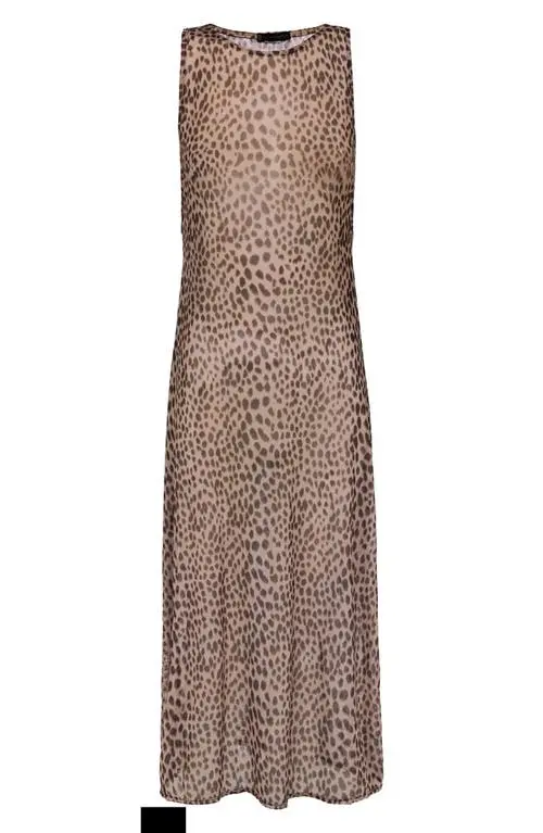 VIX PAULA HERMANNY Twist Leopard Print Mesh Cover-up Dress