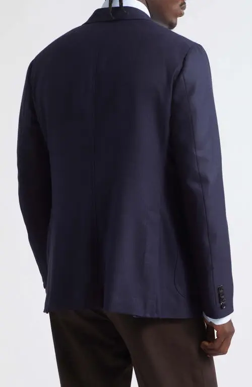 Isaia Capri Navy Wool Hopsack Blazer