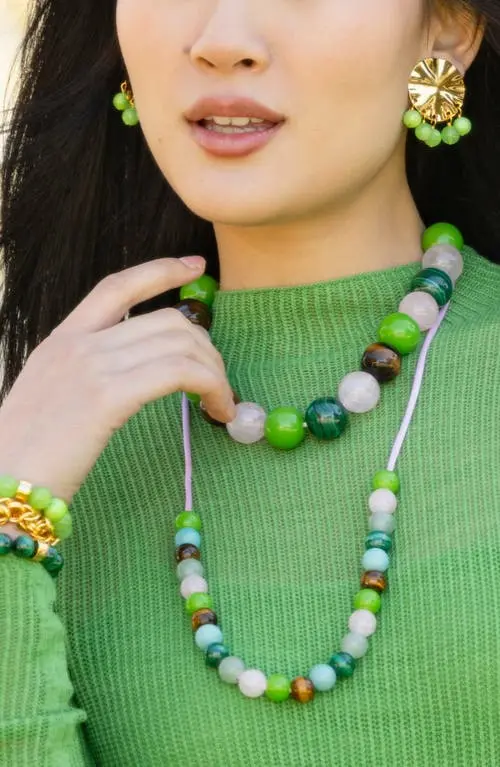 Nest Jewelry Malachite & Rose Quartz Beaded Necklace