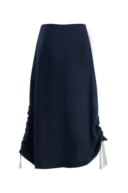 GIZIA Dark Navy Button-closure Maxi Skirt