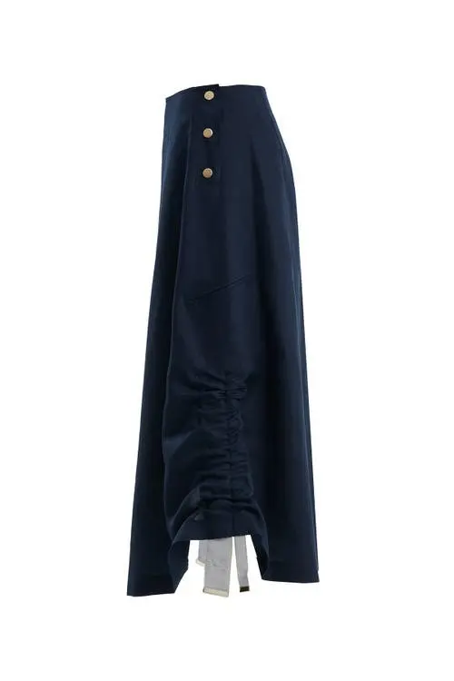 GIZIA Dark Navy Button-closure Maxi Skirt