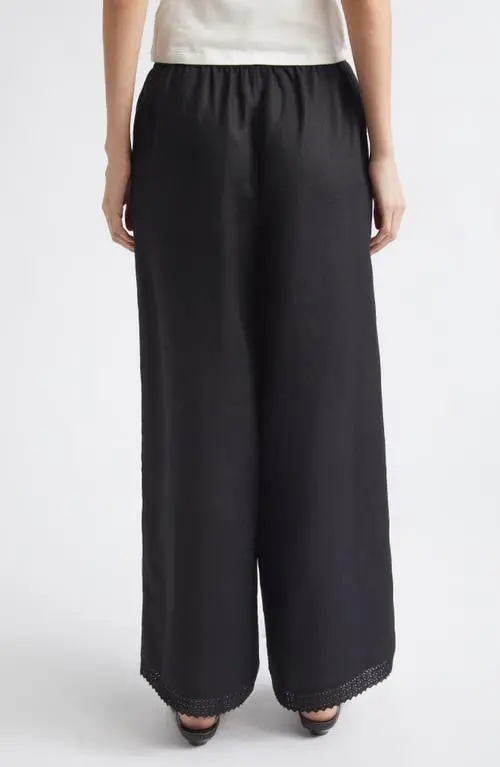 Posse Alfie Lace Trim Wide Leg Linen Pants