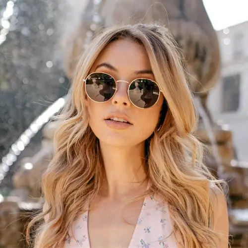 WMP EYEWEAR Nevada 50mm Round Polarized Metal Sunglasses - Gold Black