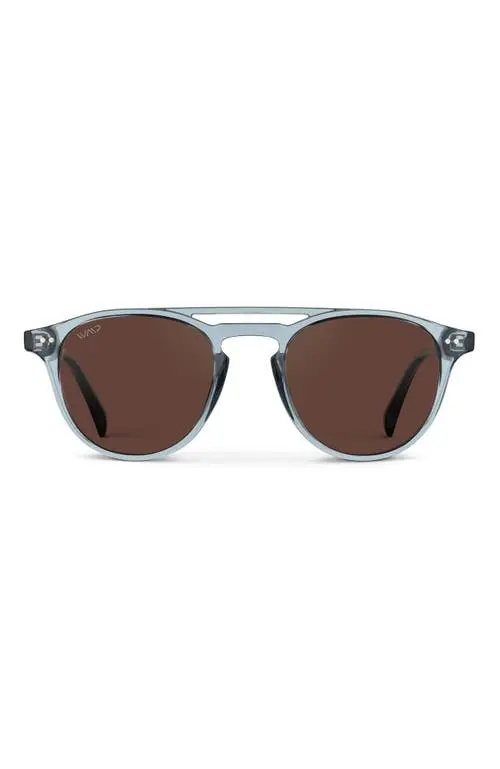 WMP EYEWEAR Easton49mm Round Aviator Polarized Sunglasses - Denim Blue