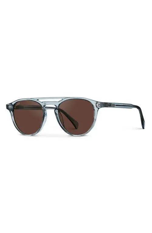 WMP EYEWEAR Easton 49mm Round Aviator Polarized Sunglasses - Denim Blue
