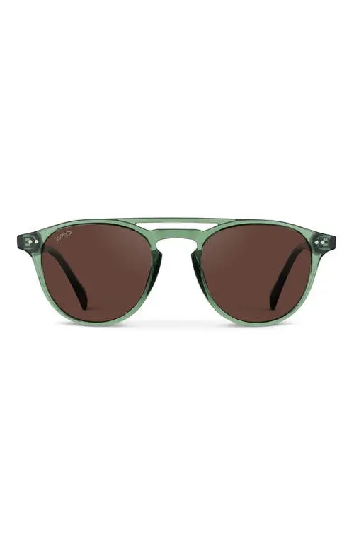 WMP EYEWEAR Easton49mm Round Aviator Polarized Sunglasses - Emerald Green